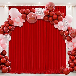 Red Backdrop Curtains 2 Panels 5ft x 10ft Polyester Photo Backdrop Drapes for Wedding Christmas Party Decorations
