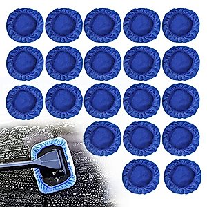 BOUTICOL Car Windshield Cleaning Tool Bonnets 20 Pack Car Care Microfiber Cloths for Windshield Cleaner Tool, Windshield Cleaner Wand Replaceable Glass Cleaning Bonnets, Fit 5” Plate