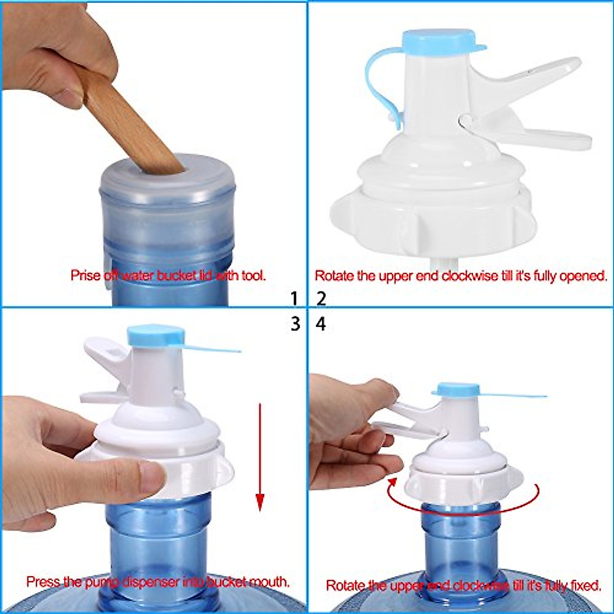 Pack of 1 Manual Operated 5 Gallon Bottle Jug Pump Drinking Water Spout Dispenser with Dustproof Cap