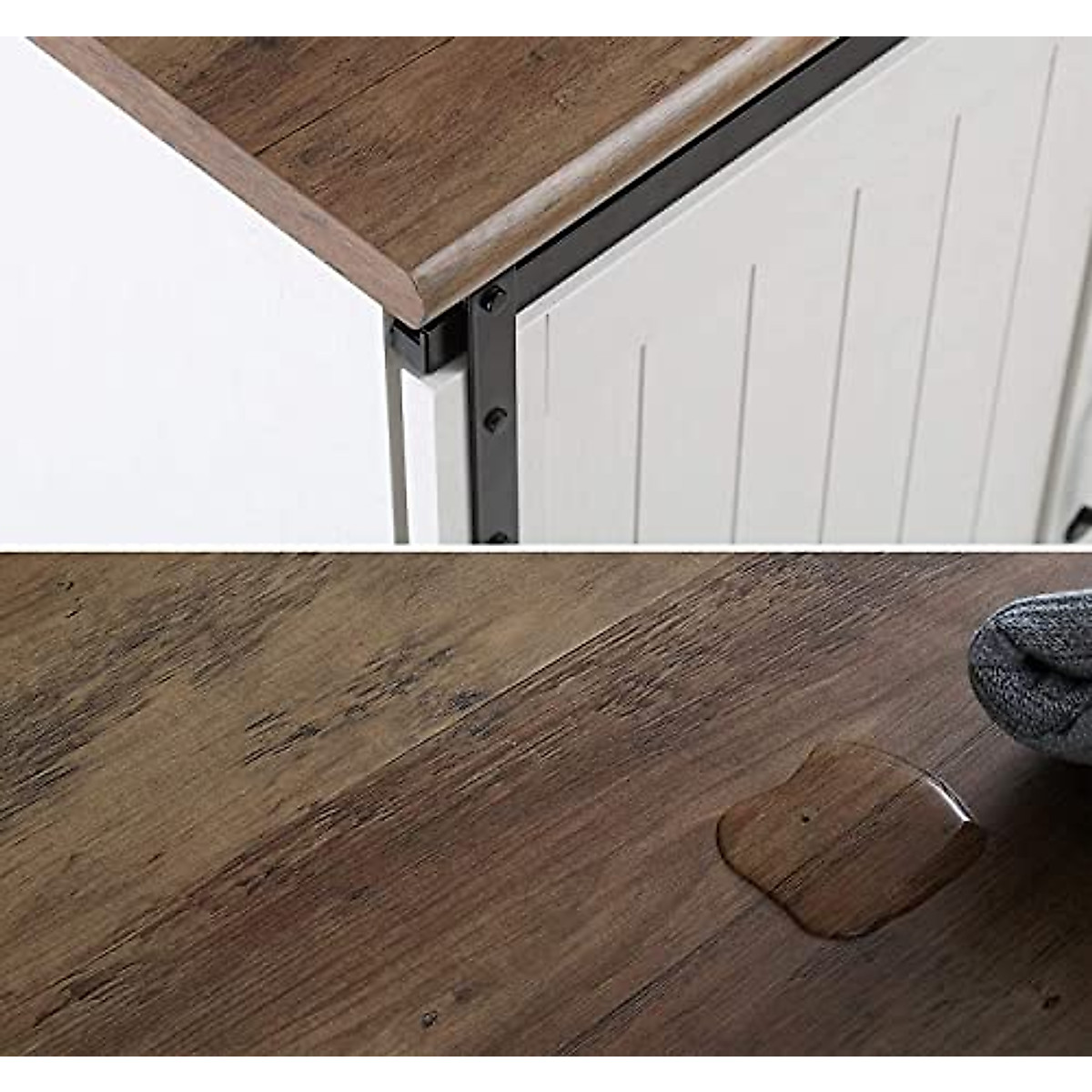 WAMPAT Multifunctional Storage Cabinet with Sliding Barn Door,LED Decorative Farmhouse Buffet Cabinet Coffee Bar Cabinet Accent Cabinet Entryway Storage Table for Living Room,Kitchen,70'',Cream White