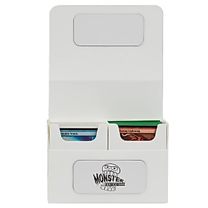 Monster Protectors Magnetic Double Deck Box - White, Holds 150 Gaming TCGs, Self-locking Closure, Compatible w Standard & Smaller Size Gaming Trading Cards, Removable Construction, Christmas Gift