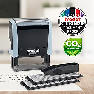 Trodat Printy 4912 Self Inking Pastel Blue Do it Yourself (DIY) 4 line Personalized Custom Message or Address Stamp kit with Black Ink, Impression Size: 3/4” x 1-7/8” inch