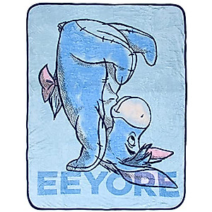 Disney Winnie The Pooh Eeyore Handstand Micro Raschel Fleece Throw Blanket 48" x 60"