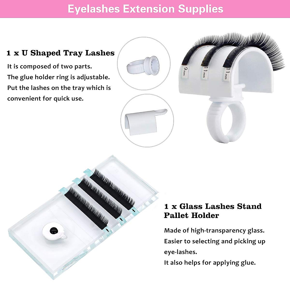 Beuaty Star Professional Lashes Kit False Eyelash Extensions Practice Kit Flat Mannequin Head Lash Extensions for Beginners Makeup Training and Eyelash Graft(No Glue)