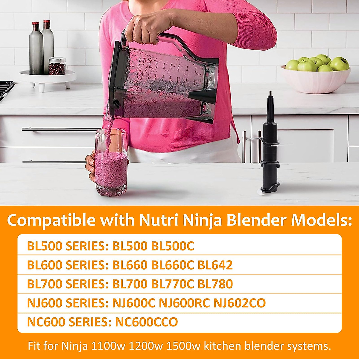 Replacement Ninja Blender Blade,6-Blade Replacement Parts Compatible with Ninja 72 oz 1100W 1200w 1500w,NJ600 BL600C NJ602CO BL500 BL500C BL740 BL660C BL642 BL700 BL701 BL740 BL770 BL780