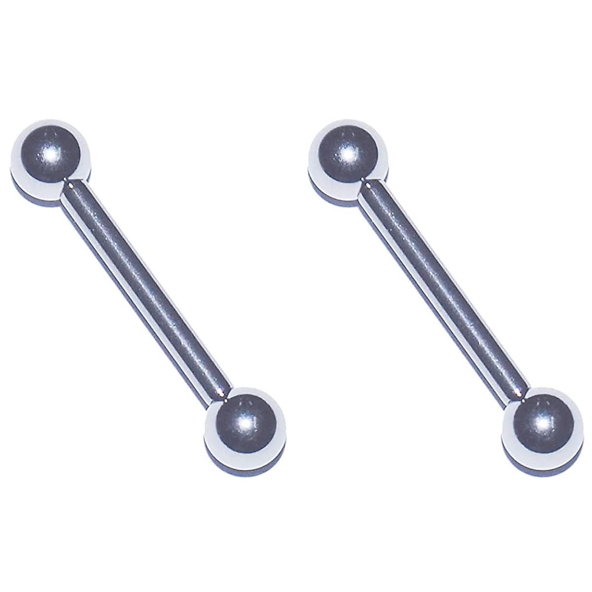 2x 12 Gauge 12g 316L Surgical Stainless Steel Straight Barbell Tongue Nipple Body Piercing Ring Earring Jewelry 1/4 5/16 3/8 7/16 1/2 9/16 5/8 3/4 7/8 Pair Set of 2 (3/4" Long-5mm Ball)