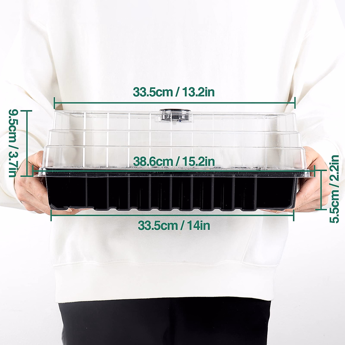 Bonviee 3 Packs Seed Starter Tray with Hygrometer Thermometer, 40-Cell Seed Starter Kit with Clear and Elevated Humidity Dome, Greenhouse Kit Indoor for Cloning, Propagation, Sprouting and Germination