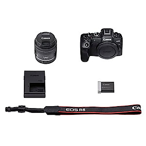 Canon EOS R8 Full-Frame Mirrorless Camera w/RF24-50mm F4.5-6.3 is STM Lens, 24.2 MP, 4K Video, DIGIC X Image Processor, Subject Detection & Tracking, Compact, Smartphone Connection, Content Creator