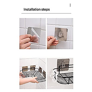 NC Corner Shower Caddy Shelf,Bathroom Organizer,Wall Mounted Bathroom Shelf with Adhesive,Storage Organizer for Toilet, Dorm and Kitchen Black