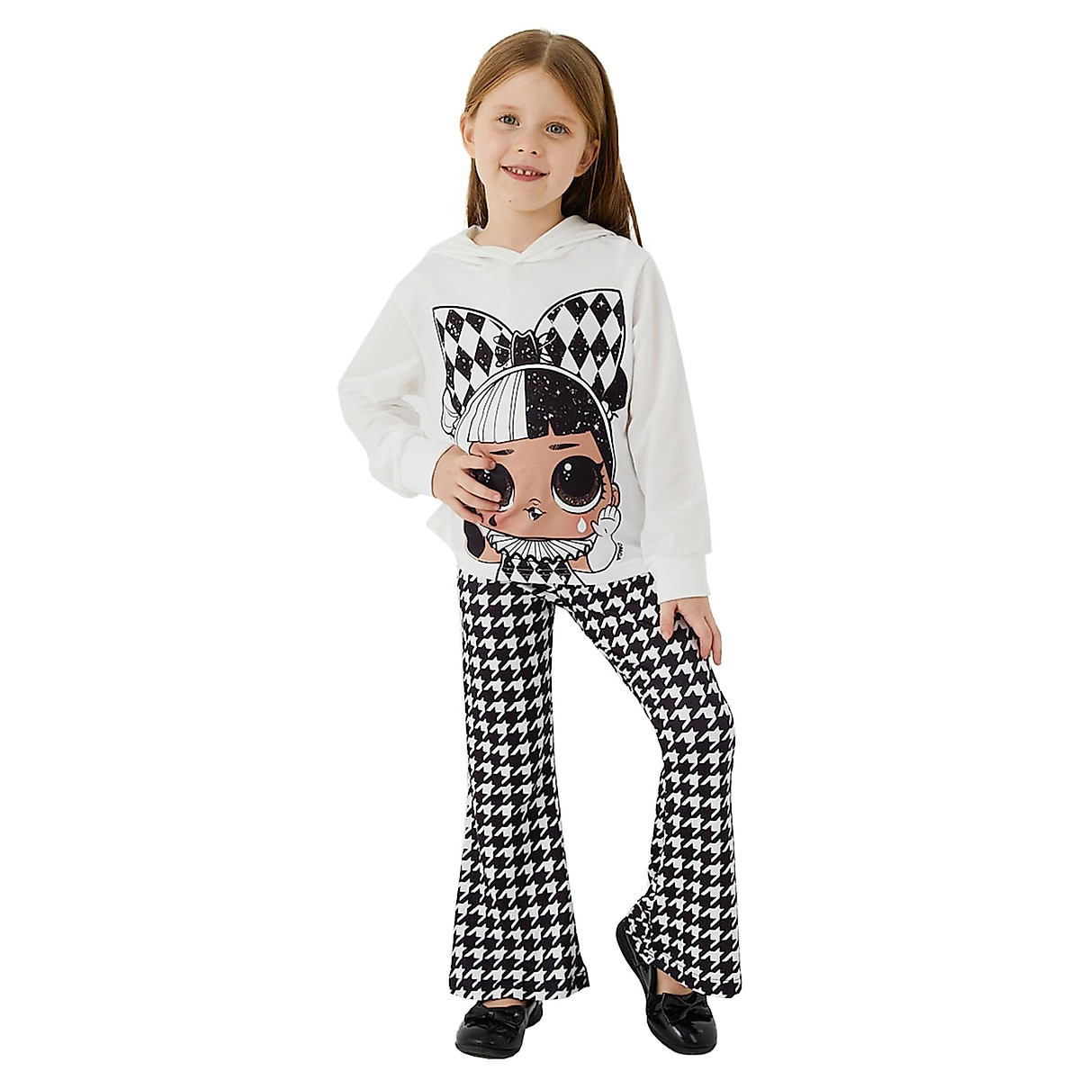 L.O.L. Surprise! Girls Clothes Hoodie and Pant Long Sleeve Stars Print Sweatshirt Leggings Girls Outfits Sets 2Pcs White 6-7 Years