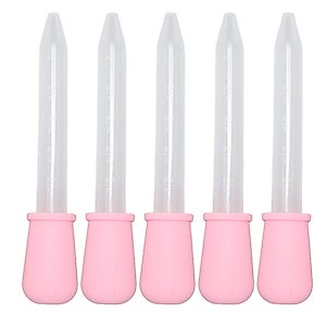 5pcs Pipettes, 5ml 120mm Length Silicone Eye Dropper, DIY Transfer Pipettes for Scientific Experiments, Paint and Glue, Food Decoration, Essential Oil, Arts and Crafts Projects(Pink)