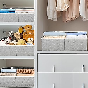 [ 6 Pack ] Fabric Trapezoid Storage Bins, Large Foldable Fabric Storage Baskets with PP Support Board（Non-cardboard), Washable Closet Organizers and Storage Bins for Clothes, DVD, Books, Toys