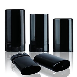 COSIDEA 25 PCS plastic empty 15g black oval shape lip balm tube deodorant containers 0.5oz lipstick tube small wax packing container