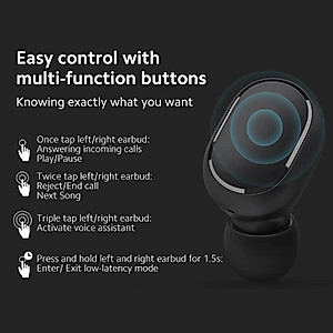 Xiaomi Redmi Buds Essential Wireless Earbuds, Bluetooth 5.2 Low Latency Gaming Headphones Stereo Earphones in Ear Touch Control Headset with Mic Deep Bass for Sport, Gaming and Running, Black