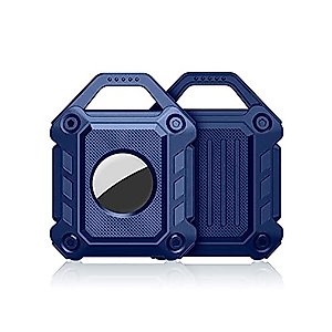 Airtag Armor Case with Keychain,Shock-Proof Holder Compatible Apple Air Tag Tracker Accessories,Airtags Cover with Key Ring (Blue,1-Pack)