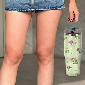 ysnifeiw 30oz Frog Tumbler with Handle and Straw, Stainless Steel Insulated Frog Cup with Top Handle and Lid, Frog Coofee Mug Gifts for Women Men