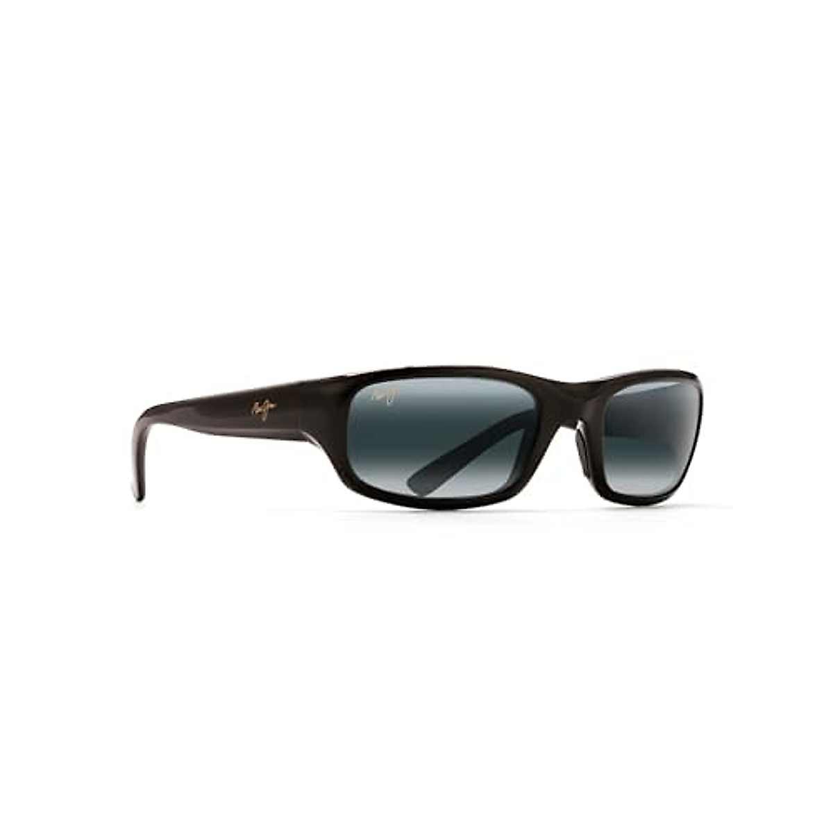 Maui Jim Men's and Women's Stingray Polarized Wrap Sunglasses, Gloss Black/Neutral Grey, Small