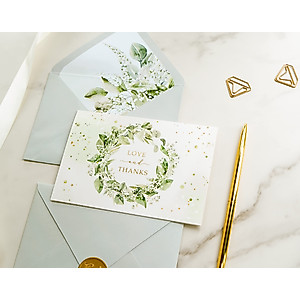 Gooji 4x6 Greenery Thank You Cards with Envelopes (Bulk 20-Pack) Bridal Shower Thank You Cards with Envelopes | Birthday Party, Baby Shower, Weddings, Greeting, Blank Notes, Small Business