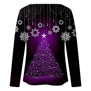 Christmas Sweatshirts for Women Long Shacket Christmas Sweaters for Women Christmas Sweater Christmas Shirt Lantern Sleeve Crewneck Cardigans Pullover Hoodie Sweatshirt Tops Christmas Sweatshirts