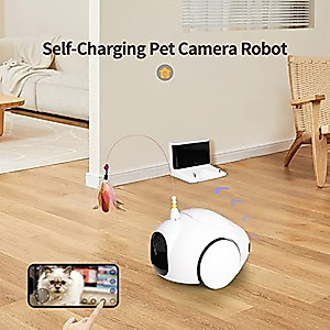 pumpkii Pet Camera for Dog and Cat, Self-Charging Smart Pet Treat Dispenser Robot, Automatic Cat Feeders, Moving Home Security Camera Night Vision