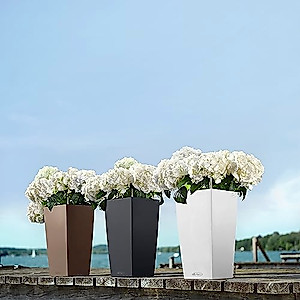 Lechuza 13164 Cubico Color 22 Self-Watering Planter for Indoor and Outdoor Use, 9" x 9" x 16", Slate Matte