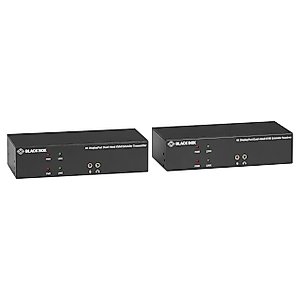 Black Box KVXLCDPF-200 KVM Extender Over Fiber - 4K, Dual-Head, DISPLAYPORT, USB 2.0, Serial, Audio, LO