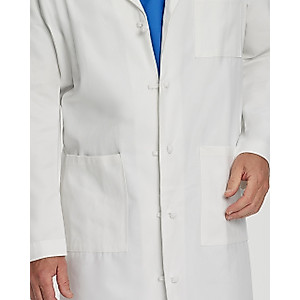 Landau Relaxed Fit 3-Pkt 5-Knot Cloth Button Full-Length Lab Coat for Men 3138, White, 42