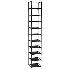 FIDUCIAL HOME 10 Tiers Shoe Rack Space Saving Vertical Single Pairs Sturdy Shoe Shelf Storage Organizer
