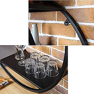 PIBM Stylish Simplicity Shelf Wall Mounted Floating Rack Shelves Round Shape Iron Art Storage Bookshelf Bar Living Room,2 Colours,3 Layers, Black , 70x24x70cm