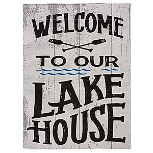 pingpi Welcome to Our Lake House Double Sided Burlap Garden Flag 12.5"x18"