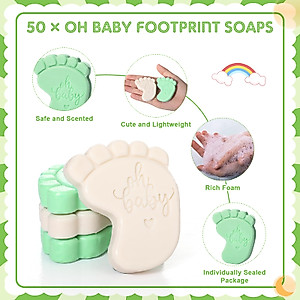 Dimsile 50 Sets Baby Shower Soap Favors for Guests Mini Soap Baby Footprint Soap Handmade Scented Soap with From My Shower to Yours Thank You Cards and Organza Bag Gender Reveal Favors for Baptism