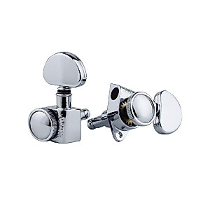 Guyker Guitar Locking Tuners (3L + 3R) - 1:21 High End Roto-Grip Rotomatic Lock String Tuning Key Pegs Machine Head with Big Handle Replacement - Chrome