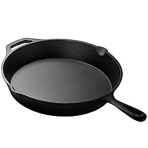 Cast Iron Skillet - 12 Inch Versatile and Durable Cast Iron Pan - Multi Use Premium Quality Kitchen Pans - Pre-Seasoned Round Big Frying Pan for Oven, Grill, Stove, Oven