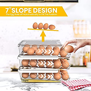 Utopia Kitchen Rolling Egg Container for Refrigerator with Lid - Pack of 2 Stackable Plastic Egg Holder for Refrigerator - Terrazo Egg Tray for Refrigerator or Fridge Organizer
