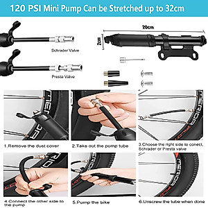 AaiLucky Bike Repair Tool Kit with Mini Bicycle Pump, Bicycle Saddle Bag with Tail Light, 16-in-1 Bike Multitool, Bicycle Tire Repair Kit for Road MTB Bikes, Large Capacity Bike Set Pack Bag