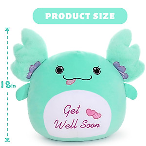 BENINY 18" Get Well Soon Axolotl Plush Pillow - Get Well Soon Axolotl Stuffed Animal - Plush Toy Gifts for Women - Feel Better Gifts for Kids Women