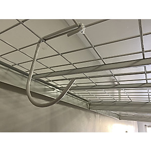 RACK YOUR GARAGE Overhead Rack Hooks for Hanging from Ceiling Rack and Wall Shelving Deck, Heavy Duty Bike Hooks - White (Set of 4)