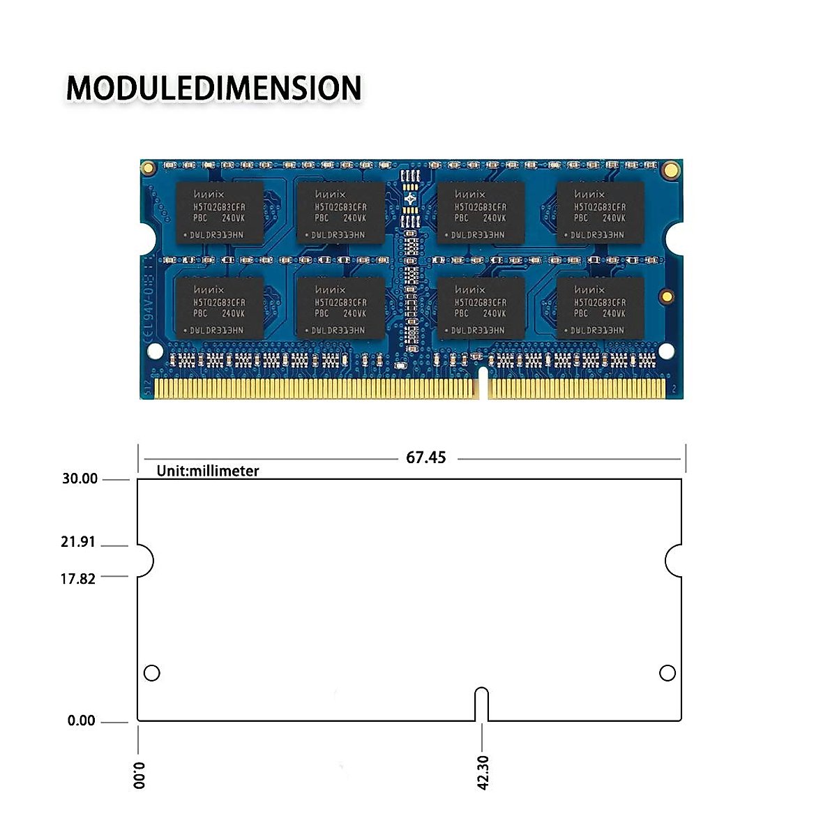 DUOMEIQI Ram DDR3 8GB Kit (2 X 4GB) PC3-8500 PC3 8500S DDR3 1066MHz SO-DIMM CL7 204 Pin 1.5v 2RX8 Sodimm DDR3 Non-ECC Unbuffered Notebook Memory Laptop RAM Modules