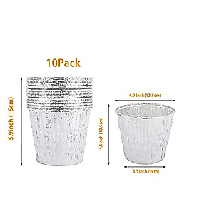 Grease Drip Metal Bucket with 10-Pack Disposable Foil Liner Kit Replacement Parts for Traeger Assecories HDW152 BAC407z , for Pit Boss 67292, for Oklahoma Also Fits Most Wood Pellets Grill or Smoker