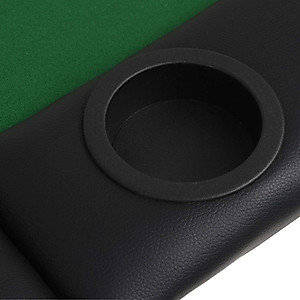 Festnight 9 Player Poker Play Table Folding Oval Casino Texas Holdem Card Game Table with 9 Cup Holders and 1 Large Dealer Tray Table Green 81.1 x 41.7 x 29.9 Inches (L x W x H)