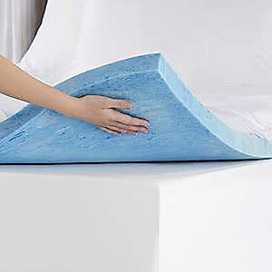 Sleep Innovations 4-inch Dual Layer Gel Memory Foam Mattress Topper Enhanced Support, Queen & Sweet Home Collection Queen Sheets-6 Piece 1500 Microfiber Deep Pocket Set-2 Extra Pillow Cases, Teal