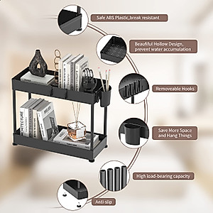 3 Pack Under Sink Organizer, 2 Tier Under Bathroom Sink Storage Organizer, Sturdy Bathroom Storage Shelf, Multi-purpose Bath Collection Baskets for Kitchen Countertop Cabinet Pantry