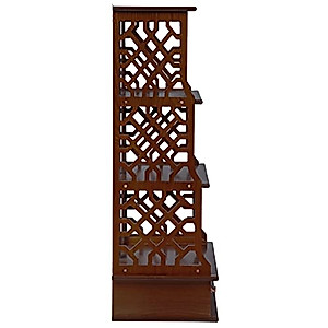 Design Toscano Chinese Chippendale-Style Triple Shelf Hardwood Curio, 33 Inch, walnut Finish