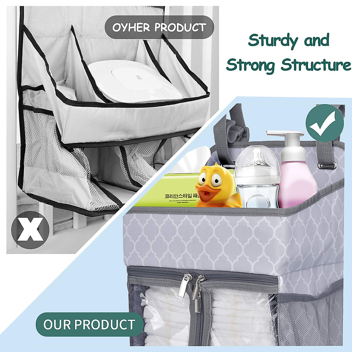METERO BAGLHER Hanging Diaper Organizer,Baby Diaper Organizer Suitable for Hanging on Diaper Table, Nursery, and All Cribs. Baby Supplies Storage Diaper Rack, Diaper Stacker.