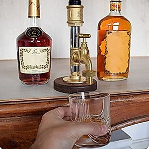 Fathers Day Faucet Shape Liquor Dispenser, Daddy Favorite Whiskey Alcohol Wine Wood Dispenser for Home Bar Dinner Party Restaurant, Dad Papa Boyfriend Husband Gift