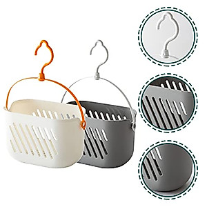 Kichvoe Shower Caddy Hanging 2Pcs Plastic Hanging Storage Basket Hanging Shower Caddy Kitchen Ginger Garlic Vegetable Organizer Basket with Hook for Bathroom Kitchen Bath Toy Storage