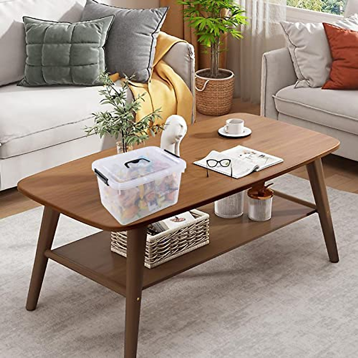 EudokkyNA 10 L Clear Storage Bins with Lids, Plastic Latch Boxes Containers Set of 6