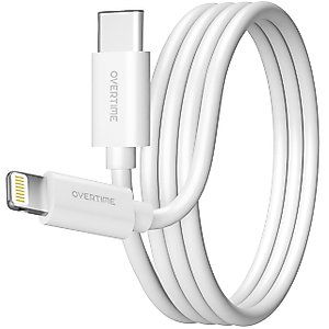 Overtime iPhone Lightning Cable, MFI Certified, Portable & Smart USB-C to Lightning Charging Cable, Fast Apple Charging Cord, 6ft iPhone Charger Cord Compatible with iPhone | iPad | iPod - White