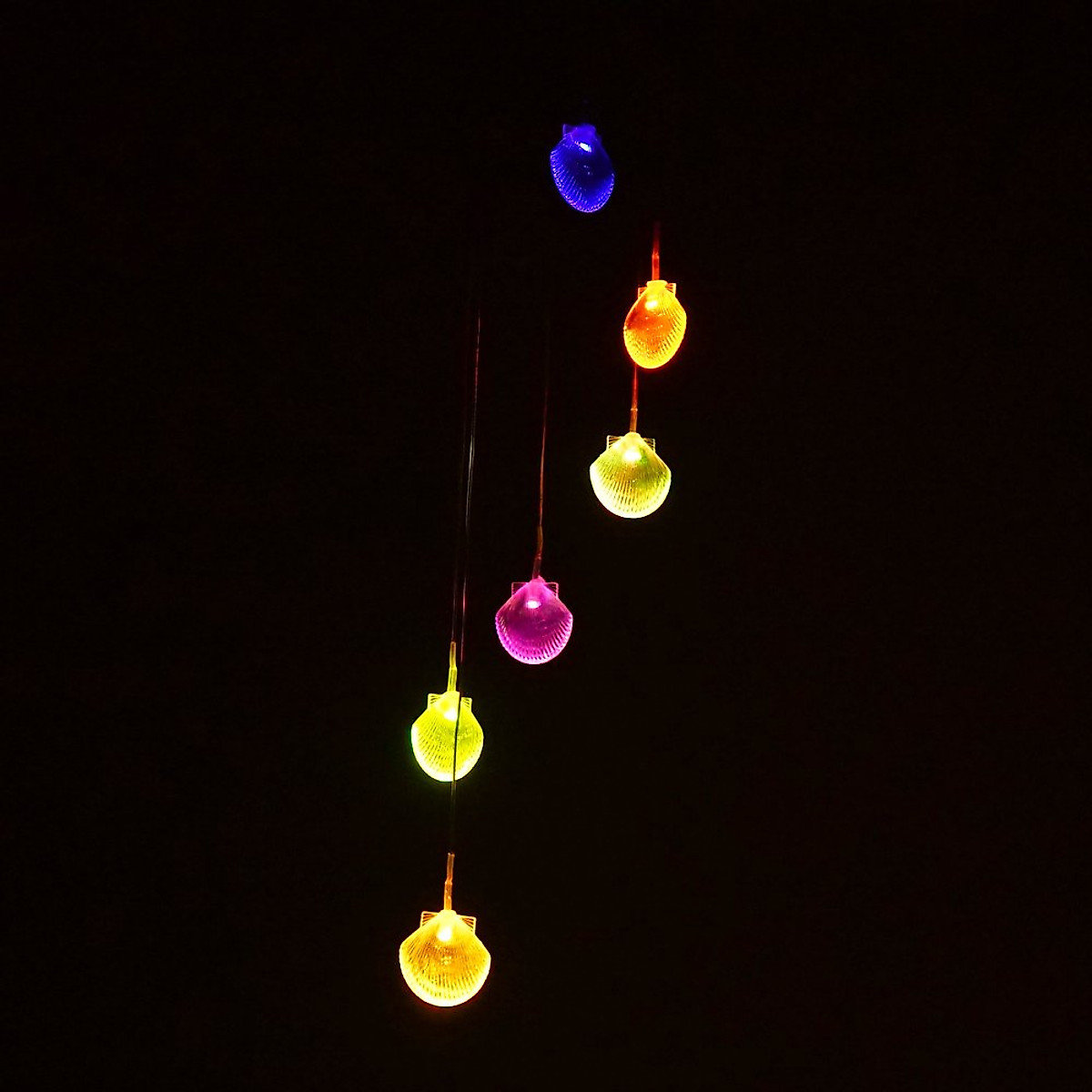 Clear Shell Color Changing LED Solar Mobile Wind Chimes, Solar Powered Wind Spinner Night Light Home Garden Yard Christmas Xmas Valentines Gift Decor