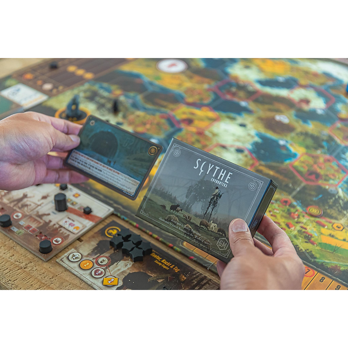 Stonemaier Games: Scythe Encounters Expansion | Add to Scythe (Base Game) | 32 New Encounter Cards | Ages 14+, 1-5 Players, 115 Mins